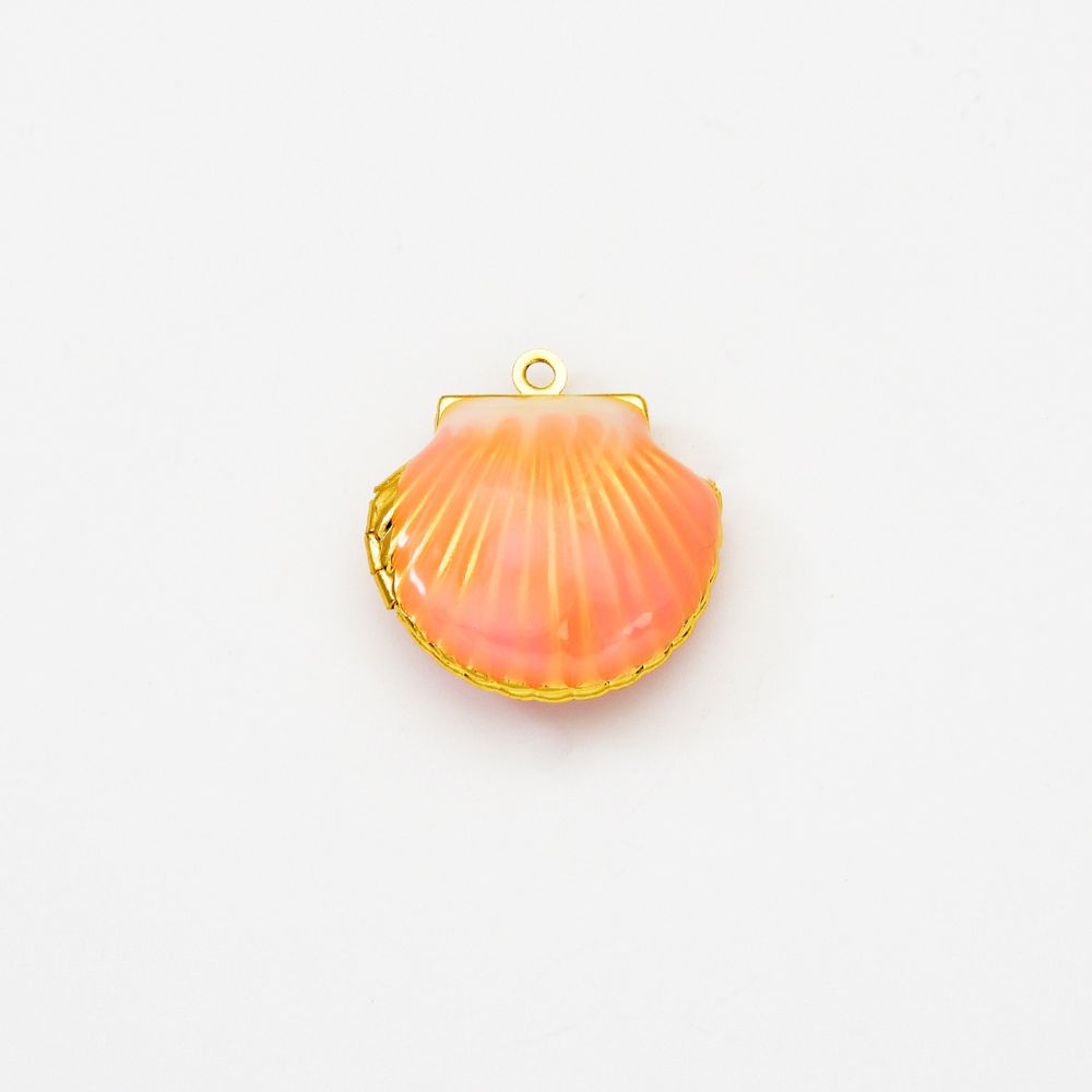 Dainty Teal and Magenta Openable Clam Shell Locket Pendant, Gold Filled ...