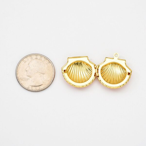 Dainty Teal and Magenta Openable Clam Shell Locket Pendant, Gold Filled ...