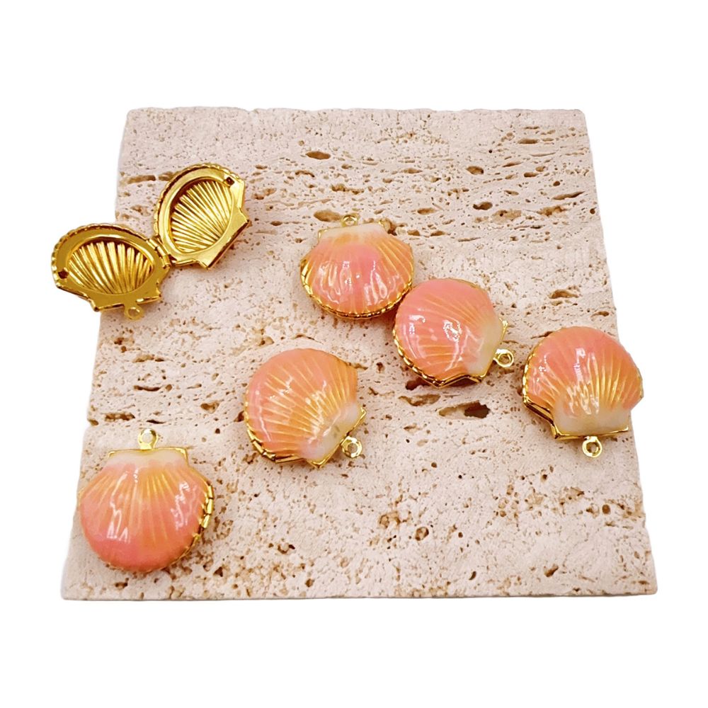 Dainty Teal and Magenta Openable Clam Shell Locket Pendant, Gold Filled ...