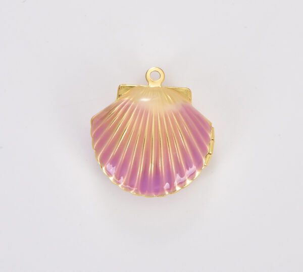 Dainty Teal and Magenta Openable Clam Shell Locket Pendant, Gold Filled ...